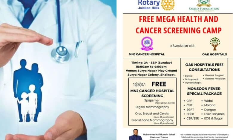 Free Mega Health & Cancer Screening Camp Tomorrow