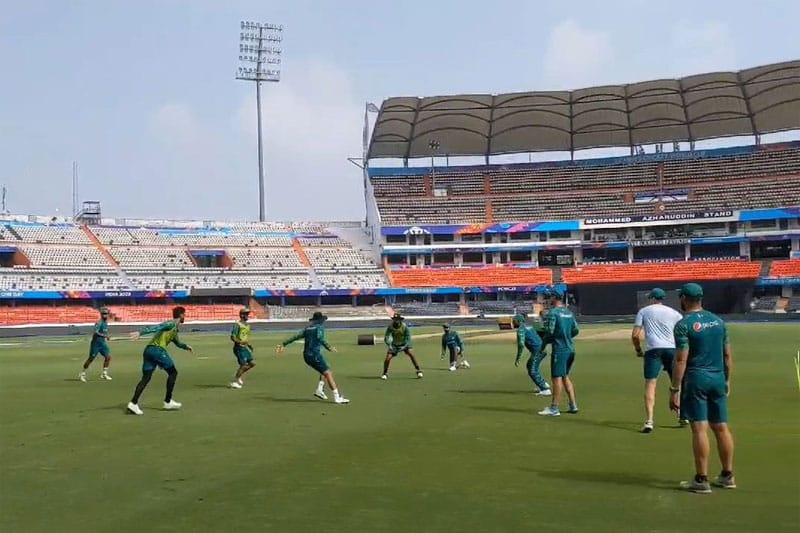 Pakistan team practices at Hyderabad stadium ahead of warm-up match