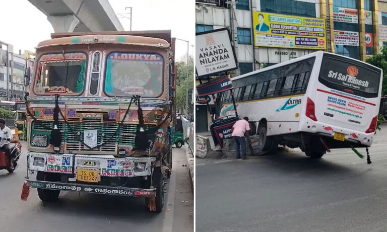 Dilsukhnagar Road Accident: Gravel-Laden Tipper Lorry Crashes into ...